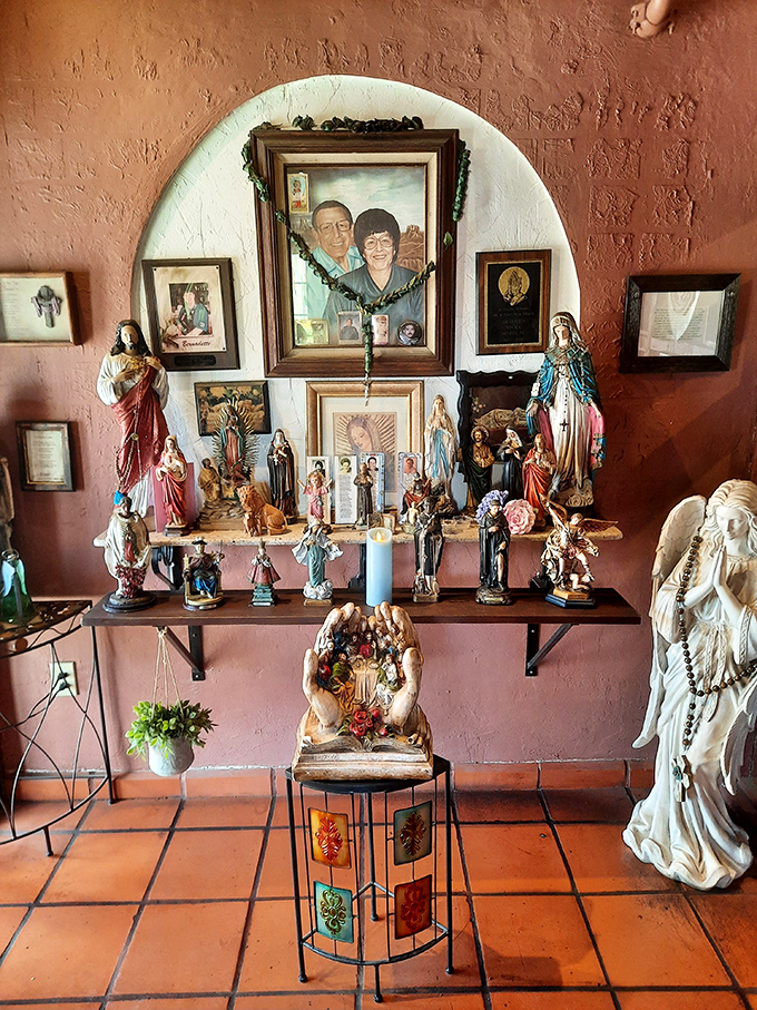 This isn't just restaurant decor&mdash;it's a family altar to tradition and faith. The religious icons watch over diners like culinary guardian angels ensuring authentic flavors.