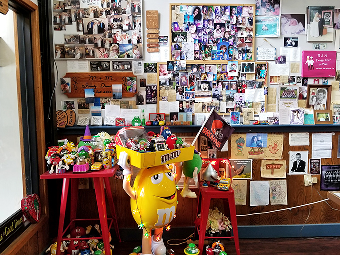 Every inch of wall space tells a story &ndash; part community bulletin board, part family album, with enough M&M memorabilia to sweeten the deal.