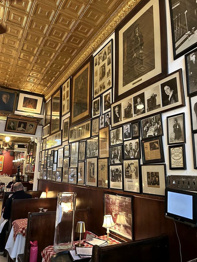 The walls tell stories of musical history &ndash; a gallery of operatic legends watching over your meal like old friends sharing your table.