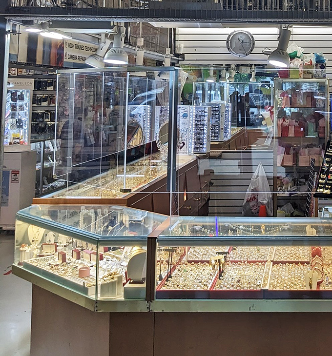 Gleaming display cases house jewelry collections that span from everyday sparkle to special occasion showstoppers.