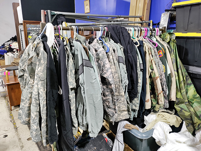 Military surplus gear hangs with utilitarian grace&mdash;clothing built to withstand basic training now ready for your weekend projects.