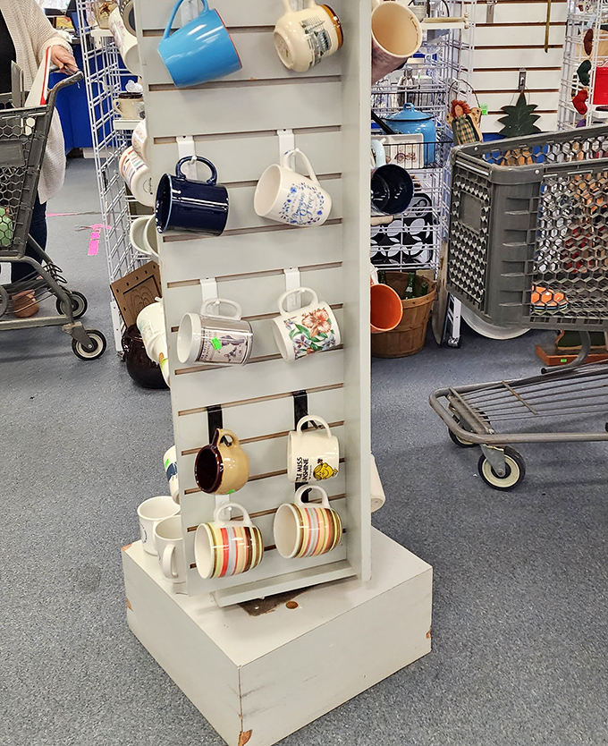 Mug life! A display that would make coffee enthusiasts and tea aficionados alike stop in their tracks. One person's excess becomes another's morning ritual.