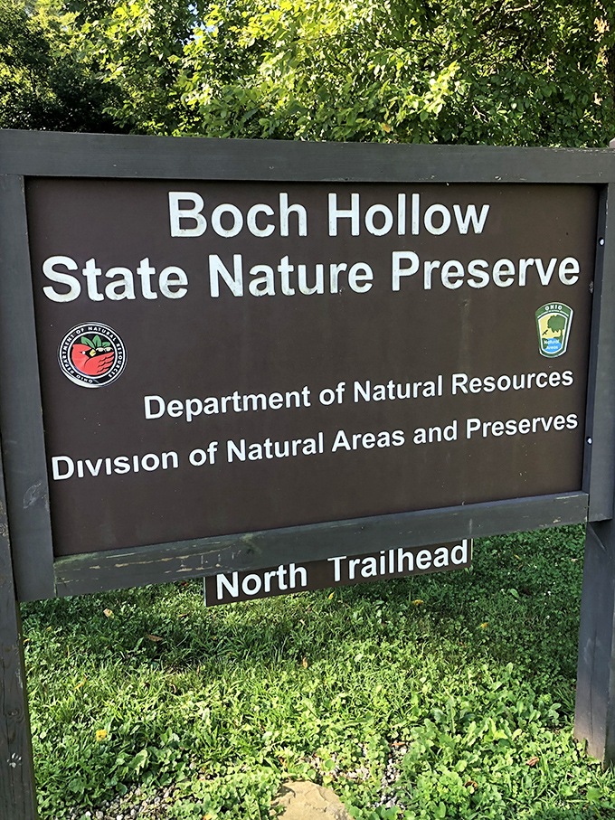 The gateway to your next great adventure. This unassuming sign marks the entrance to one of Ohio's best-kept natural secrets &ndash; no crowds, no gift shop, just pure wilderness.