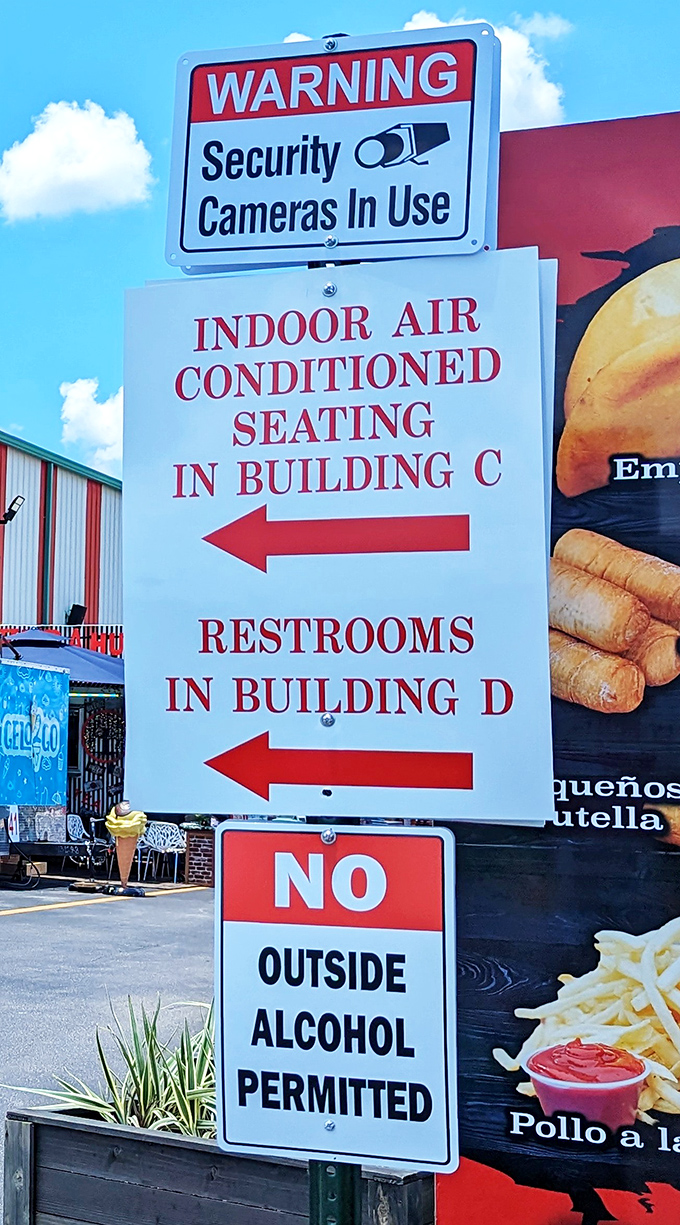 Signs, signs, everywhere signs. But unlike the song, these are actually helpful—especially when you're desperately seeking air conditioning.