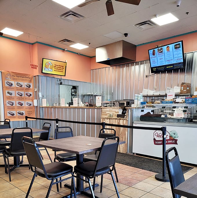 Where the magic happens—the counter where hot dog dreams come true and diet plans go to die happily.