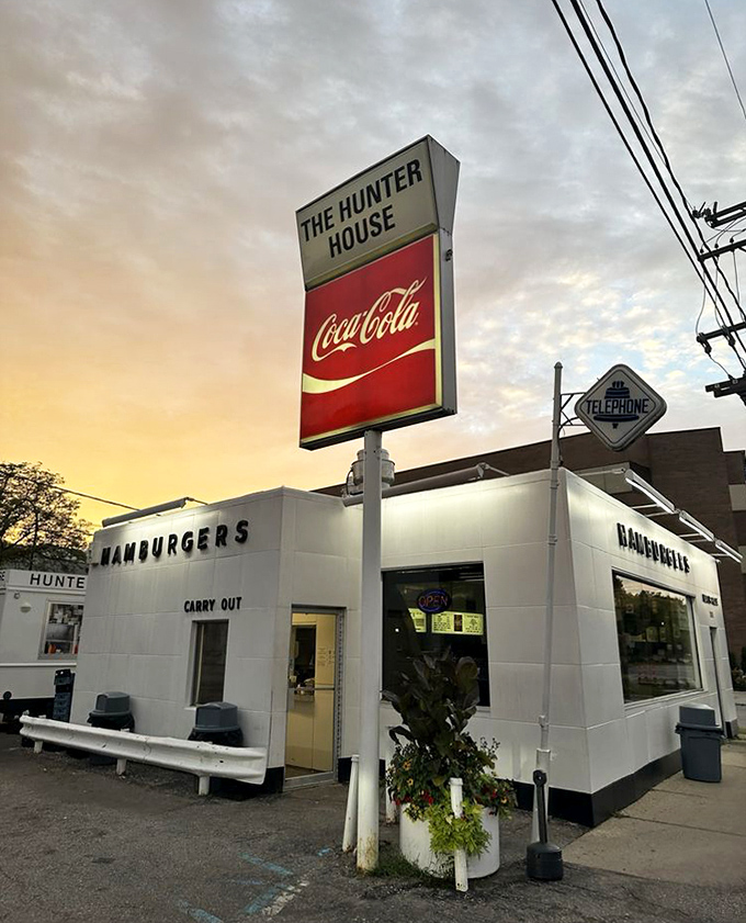As dusk settles, Hunter House glows like a white-tiled beacon of hope for the hungry. Some places just look like happiness.