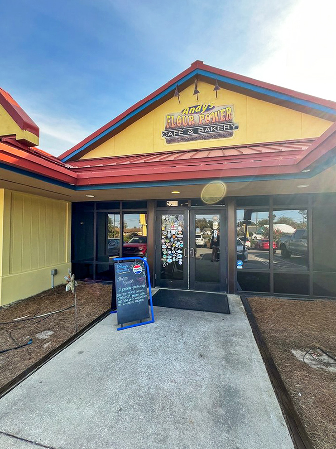 Sunshine yellow exterior with that signature red roof&mdash;as cheerful and inviting as the breakfast waiting for you inside.