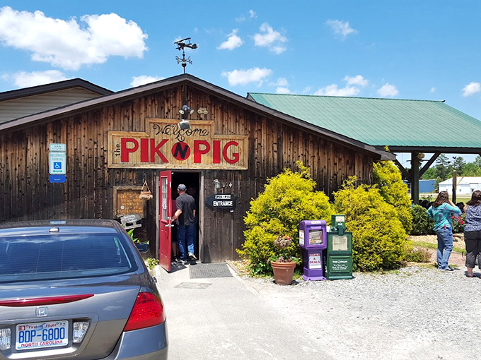 Sunshine, blue skies, and the promise of barbecue. This entrance isn't just welcoming you to lunch&mdash;it's inviting you to a North Carolina tradition.