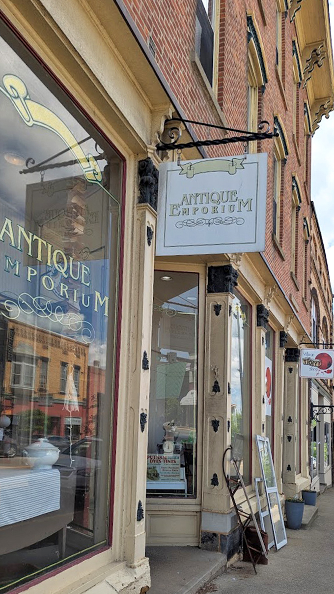 The hanging sign swings gently in the Ohio breeze, a humble invitation to the wonderland of memories and possibilities waiting inside.