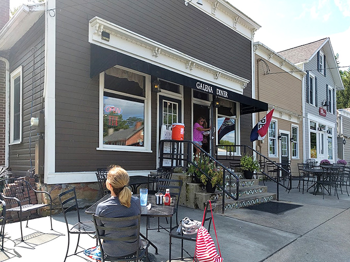 Outdoor seating that beckons on Ohio's perfect weather days, where breakfast tastes even better with a side of fresh air.