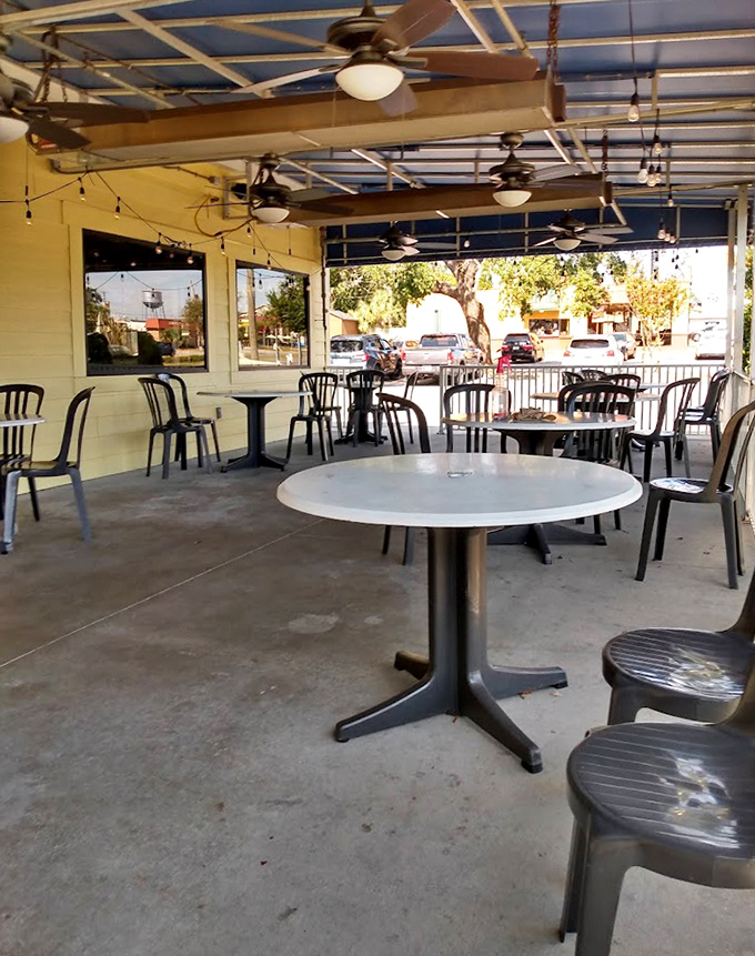 Outdoor seating lets you enjoy your meal while watching the world go by at a perfectly relaxed pace.