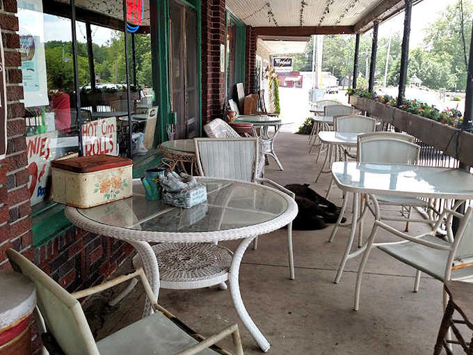 The outdoor seating area&mdash;where summer mornings with coffee and pastry transform into the vacation moment you'll remember long after the crumbs are gone. 