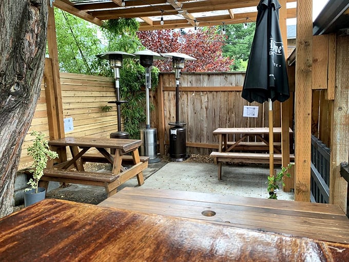 The outdoor patio&mdash;Portland's answer to al fresco dining where heaters stand guard against the morning chill while you savor that perfect bite.
