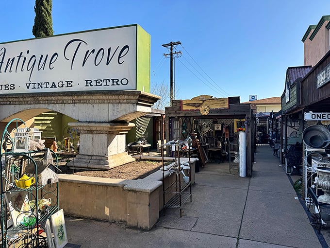 The treasure hunt continues outdoors, where larger architectural salvage and garden items bask in the California sunshine, waiting for their second act.