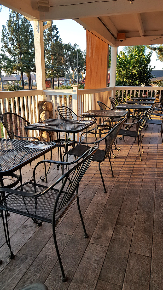 Outdoor seating where California sunshine becomes the perfect seasoning for every bite of your countryside breakfast adventure.