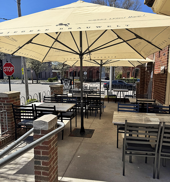 Sun-dappled outdoor seating provides the perfect perch for people-watching in German Village while savoring a crisp Hefeweizen on a perfect Ohio afternoon.