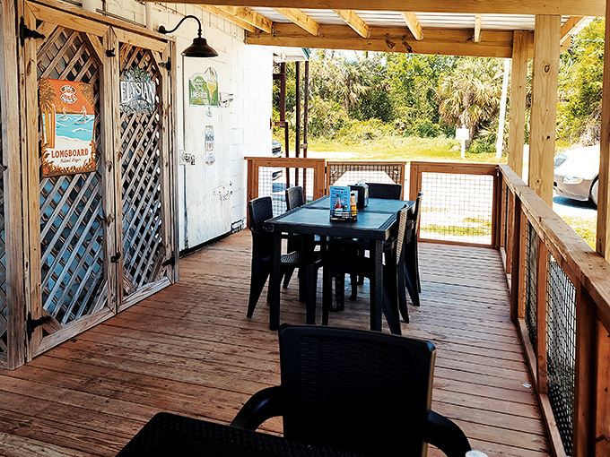 The outdoor deck at Lynn's&mdash;where fresh air enhances fresh seafood, and every meal comes with a side of Florida sunshine.
