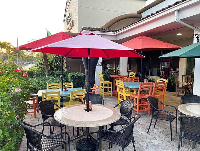 Florida dining as it should be&mdash;outdoors! These cheerful tables under bright umbrellas offer the perfect spot to savor breakfast while soaking up that famous Naples sunshine.