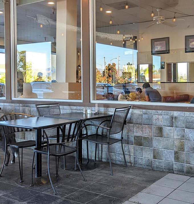 Outdoor seating for those rare San Jose days when the weather is too perfect to ignore. Window views let you people-watch with your pancakes.