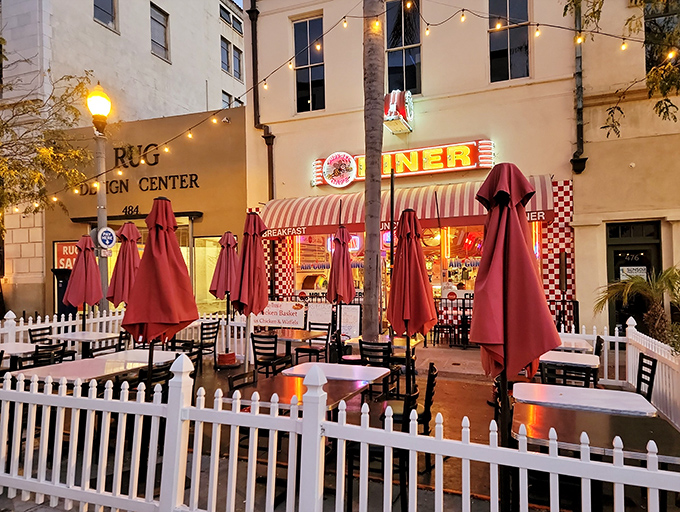 As day turns to evening, the outdoor seating glows with possibility&mdash;a front-row seat to Ventura's street theater with comfort food as your companion.