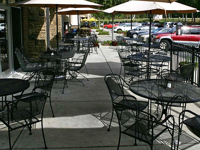 The outdoor patio offers umbrella-shaded tables where Florida's weather and Louisiana's flavors create the perfect dining alliance.