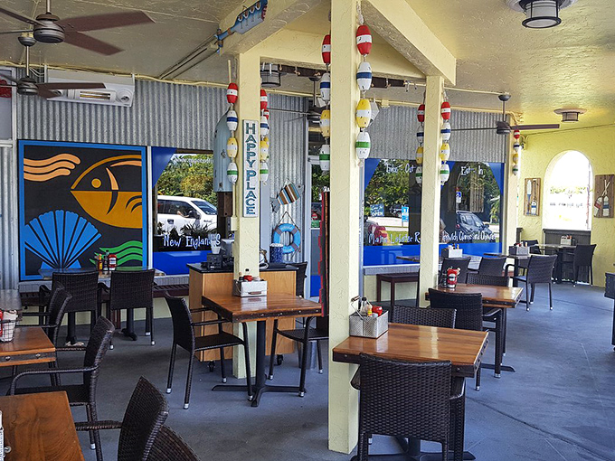 Covered outdoor seating lets you enjoy fresh seafood while soaking up Florida's beautiful weather.