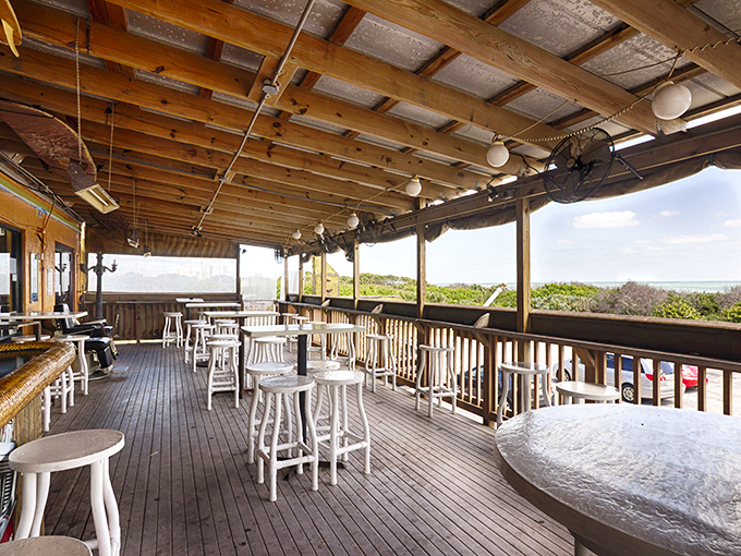 The oceanview deck &ndash; where salty breezes enhance every bite and remind you why Florida dining beats eating in a windowless chain restaurant.