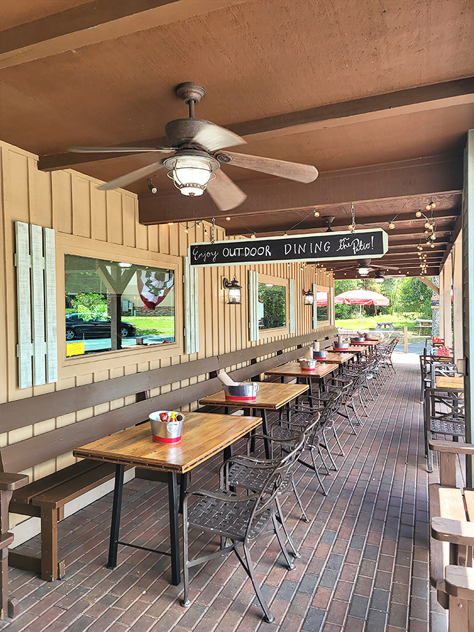 Outdoor seating that whispers, "Stay awhile." Florida's weather and Brian's barbecue create the kind of porch-sitting paradise that turns strangers into regulars.