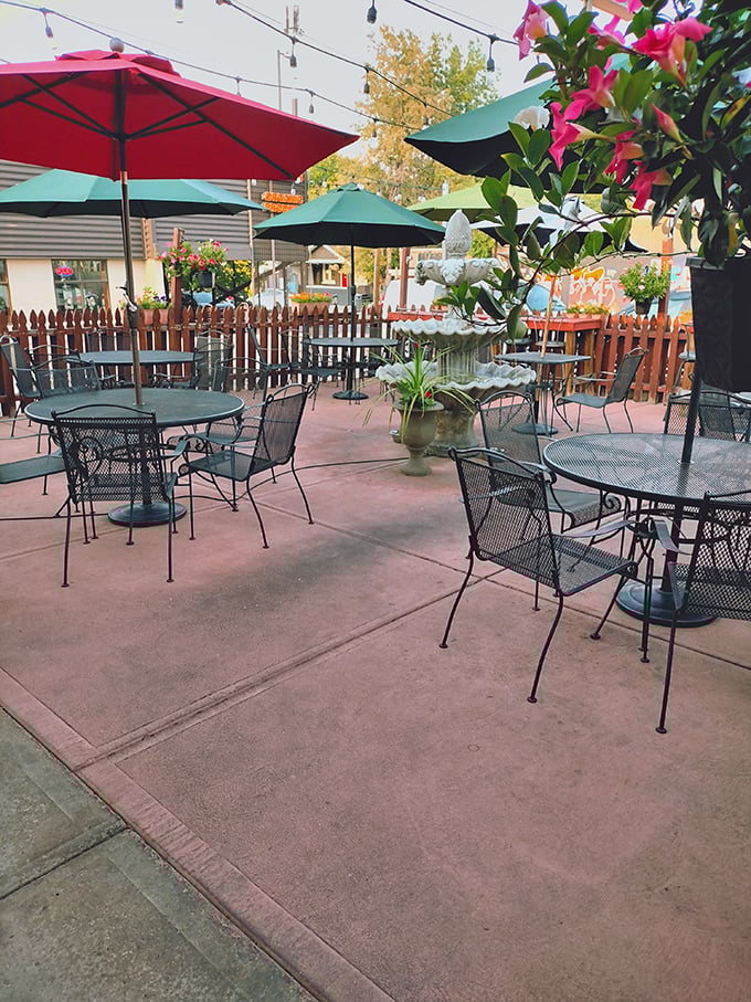 The patio at Javier's offers that perfect Colorado dining experience&mdash;fresh air, colorful umbrellas, and the promise of good food just steps away.