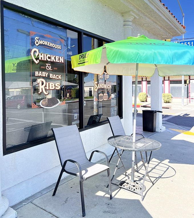 Outdoor seating for those who can't wait to dig in or need fresh air to contemplate the profound experience of proper barbecue.