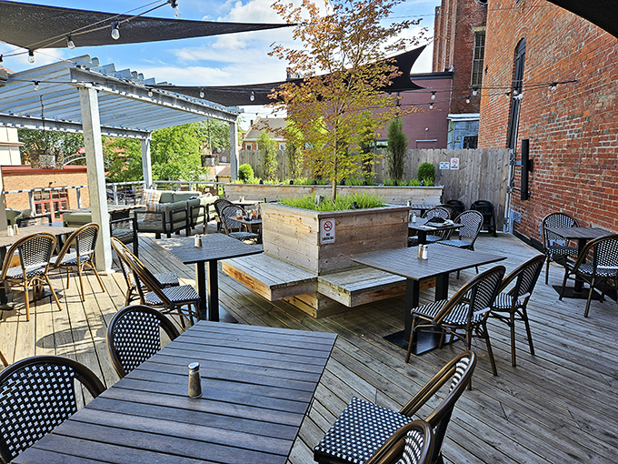 The outdoor patio—where fresh air, good food, and better conversation create the perfect trifecta for making memories on those perfect Ohio evenings.