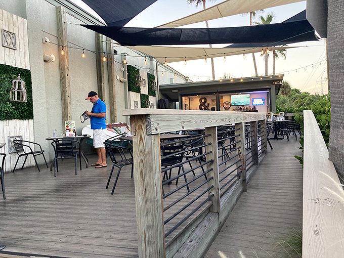 Outdoor seating where you can pretend you're on vacation even if you live three blocks away.