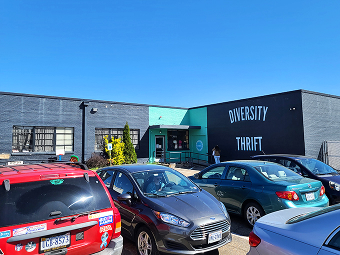 On sunny days, Diversity Thrift's exterior reveals its true colors&mdash;a beacon for bargain hunters and community supporters alike.