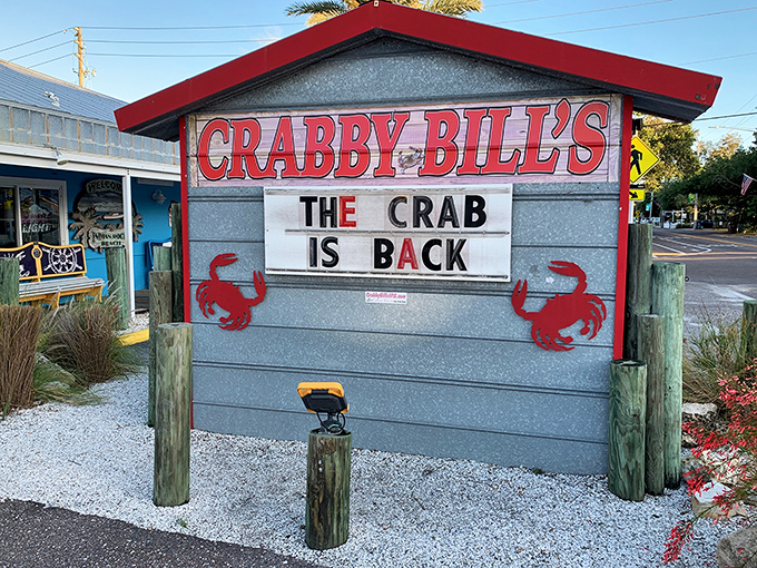 "The crab is back" announces the roadside sign, three words that cause spontaneous detours and sudden hunger pangs.