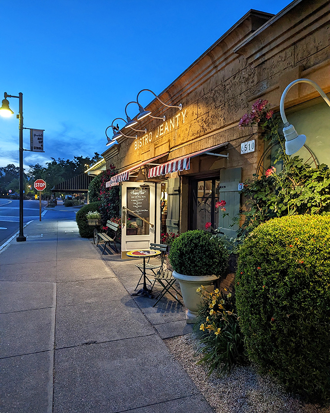As twilight falls, Bistro Jeanty glows with golden light, beckoning hungry travelers with the promise of a meal worth remembering long after the last bite.