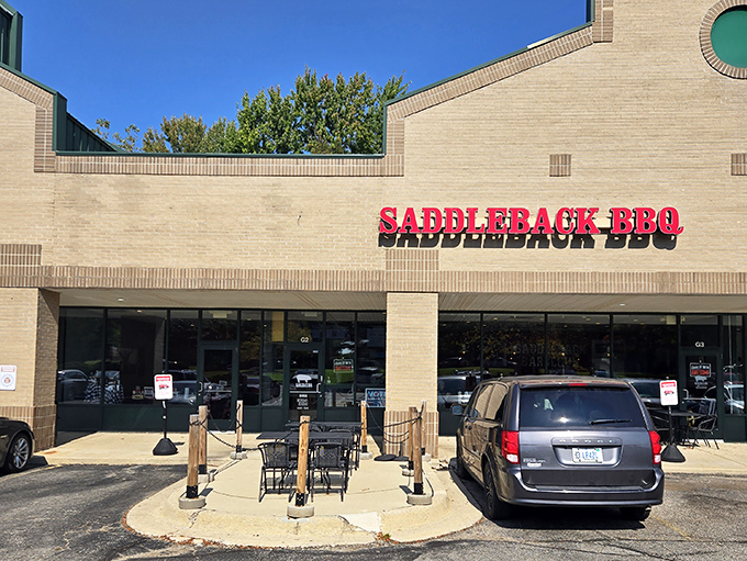 The unassuming exterior hides barbecue greatness within &ndash; like finding out your quiet neighbor was secretly a rock star all along.