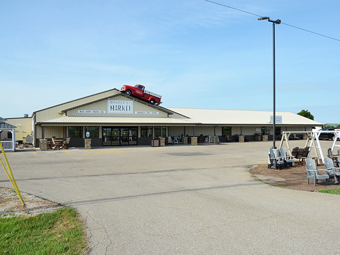 That vintage truck isn't just cute—it's practically the unofficial mayor of Braker's Market, welcoming visitors with old-school charm.