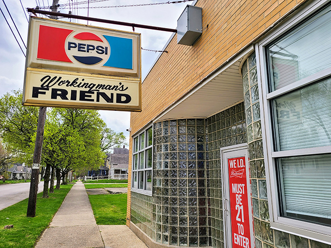 The vintage Pepsi sign and glass block windows announce to the neighborhood that some traditions are worth preserving, especially when they taste this good.