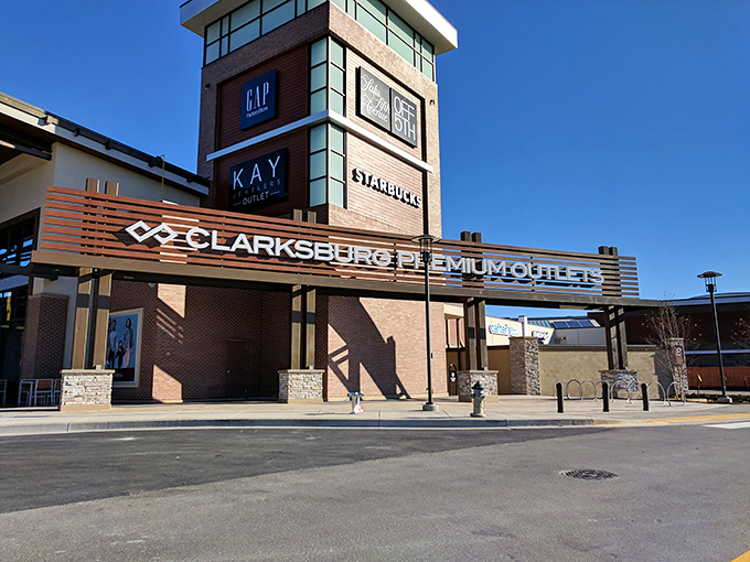 The grand entrance announces your arrival to shopping paradise, where full-price is a foreign concept and "sale" is the native language.