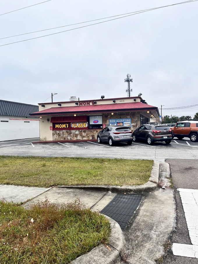 Rain or shine, the Mom's Place parking lot fills with hungry patrons. This modest building has outlasted trendier establishments by mastering breakfast fundamentals.
