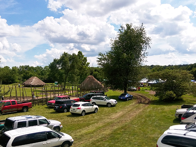A village with a view! From this vantage point, you can see how SunWatch balances historical accuracy with modern accessibility&mdash;the past preserved for future generations.