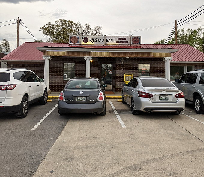 A full parking lot is the most honest review a restaurant can get - locals vote with their vehicles at Rose Garden.