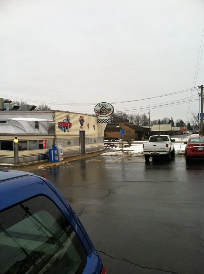 Even on a gray winter day, Nancy's Diner stands out against the Ohio landscape, promising warmth, comfort, and pie worth driving through snow for.