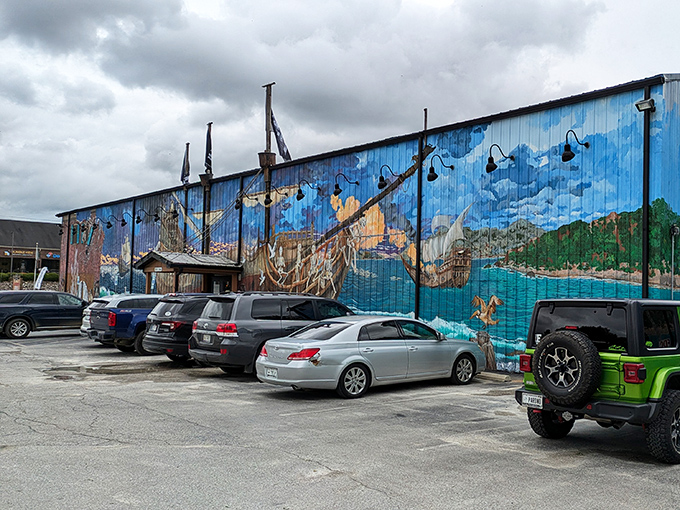 Even the parking lot tells a story with its vibrant seaside mural&mdash;a surprising splash of color that hints at the creativity waiting inside.