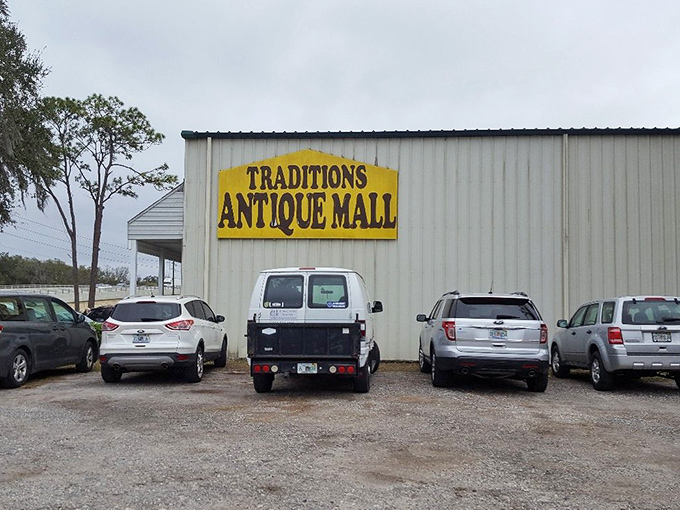 The side entrance for serious antiquers who know the drill. No fancy signage needed when the treasures inside speak for themselves.