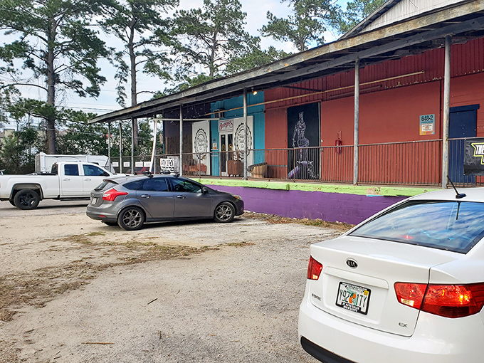 Even the parking lot has character&mdash;pine trees provide shade for treasure hunters' vehicles while they explore inside. Florida practicality at its finest.