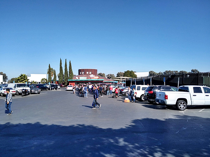 The calm before the shopping storm. Early morning at the Capitol Flea Market parking lot, where adventure awaits just steps away.