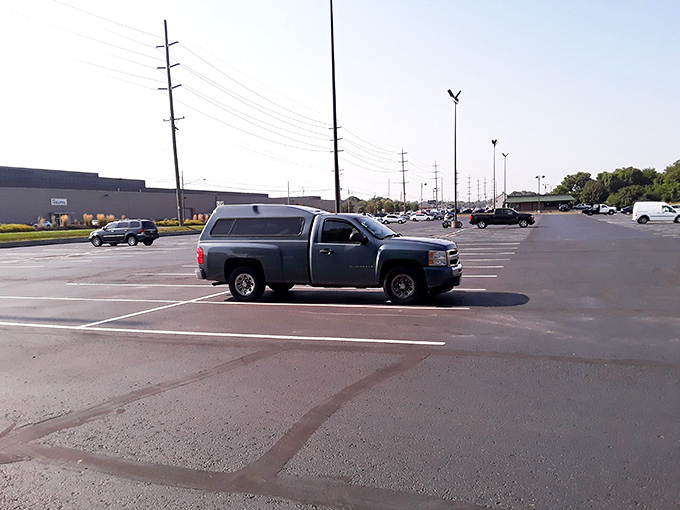 The parking lot: where thrifting journeys begin and end, often with car trunks significantly fuller than when they arrived.