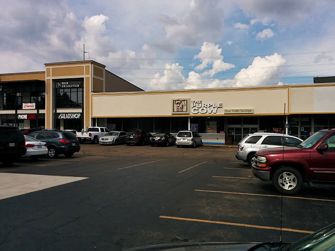 From the parking lot, The Purple Cow looks unassuming&mdash;like Clark Kent before he ducks into a phone booth. 