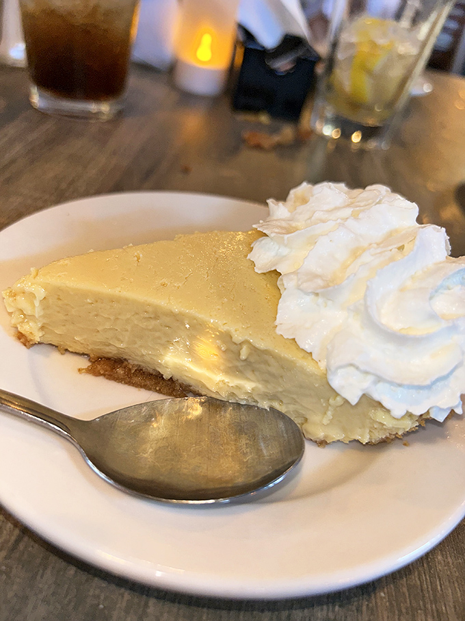 Key lime pie &ndash; because after a seafood feast, your taste buds deserve a standing ovation. That dollop of whipped cream is the encore.